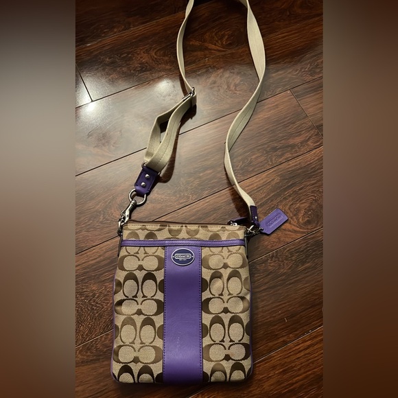 Coach | Bags | Coach Legacy Signature Crossbody In Purple And Tan ...
